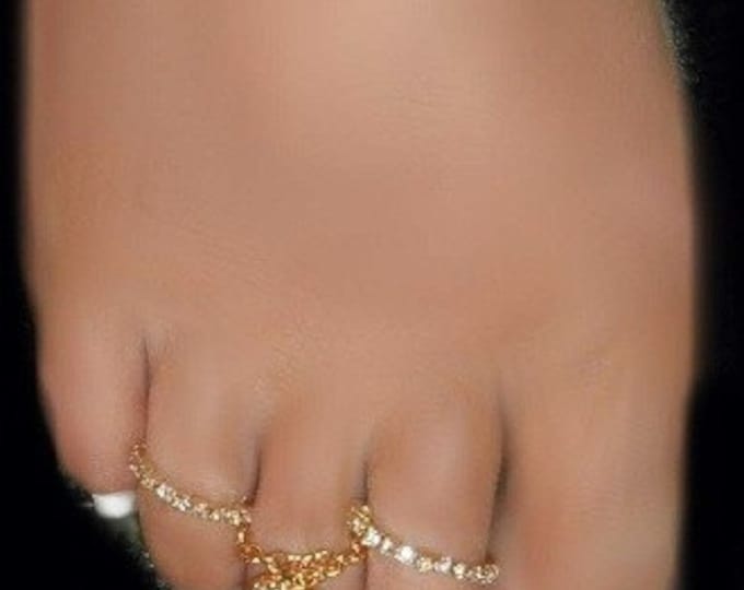 Double Toe Rings Crystal Chains and Rhinestones Beautifulstuff ...