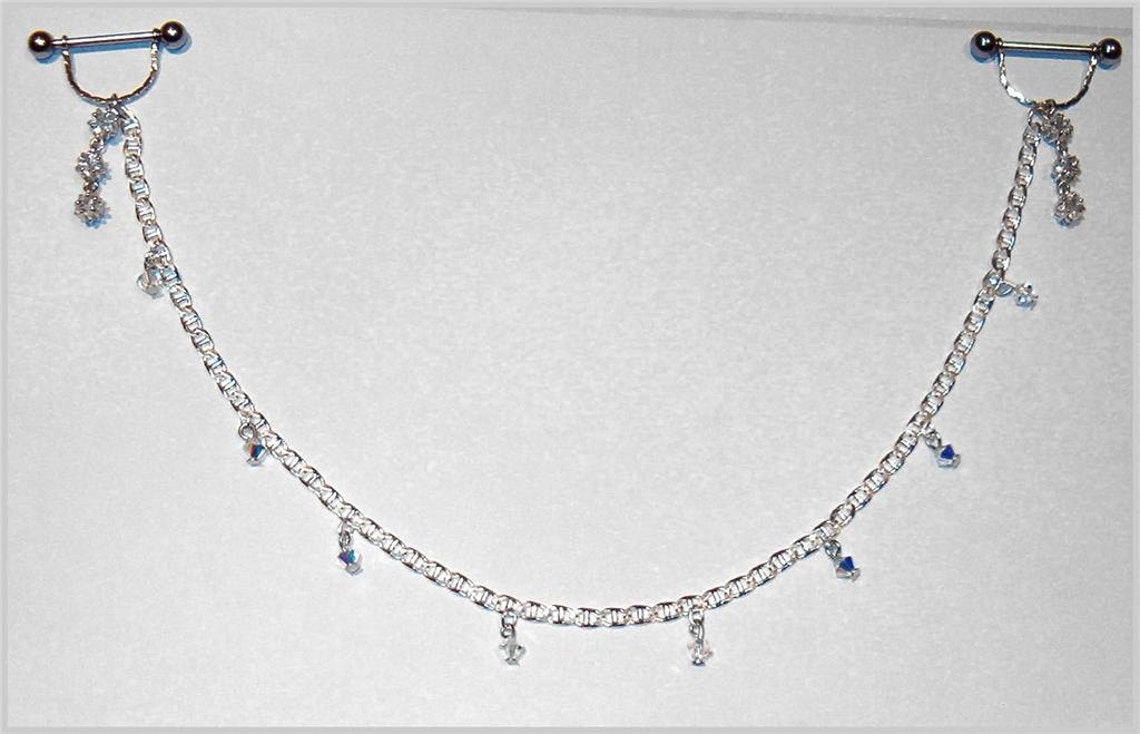 Nipple Shield Pierced CZ Silver Sep Crystal Body Chains Nipple - Etsy