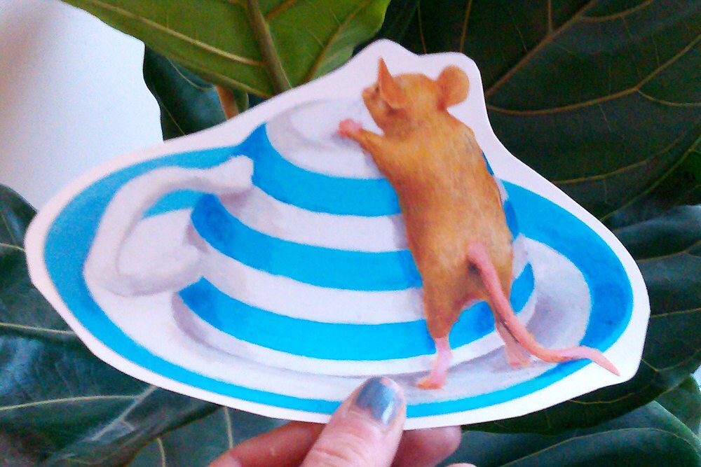 Mouse in a Tea Cup Wall Sticker / Decal, Blue, Cornish China ...