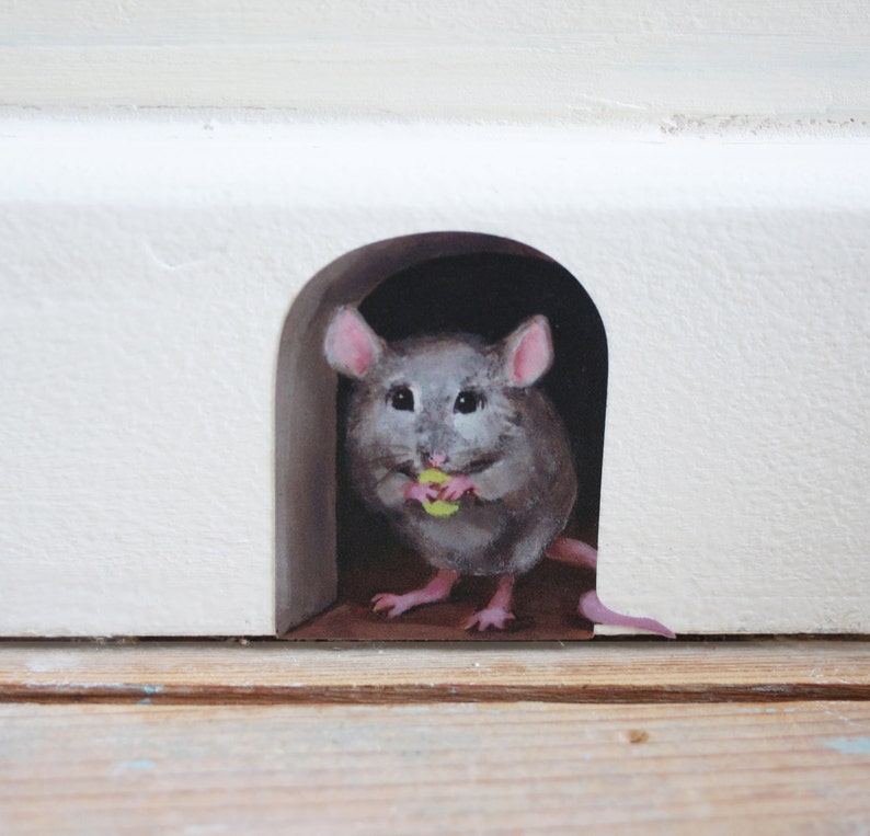 2 X Miniature Mice/ Mouse Hole Decals Stickers From Lola - Etsy UK