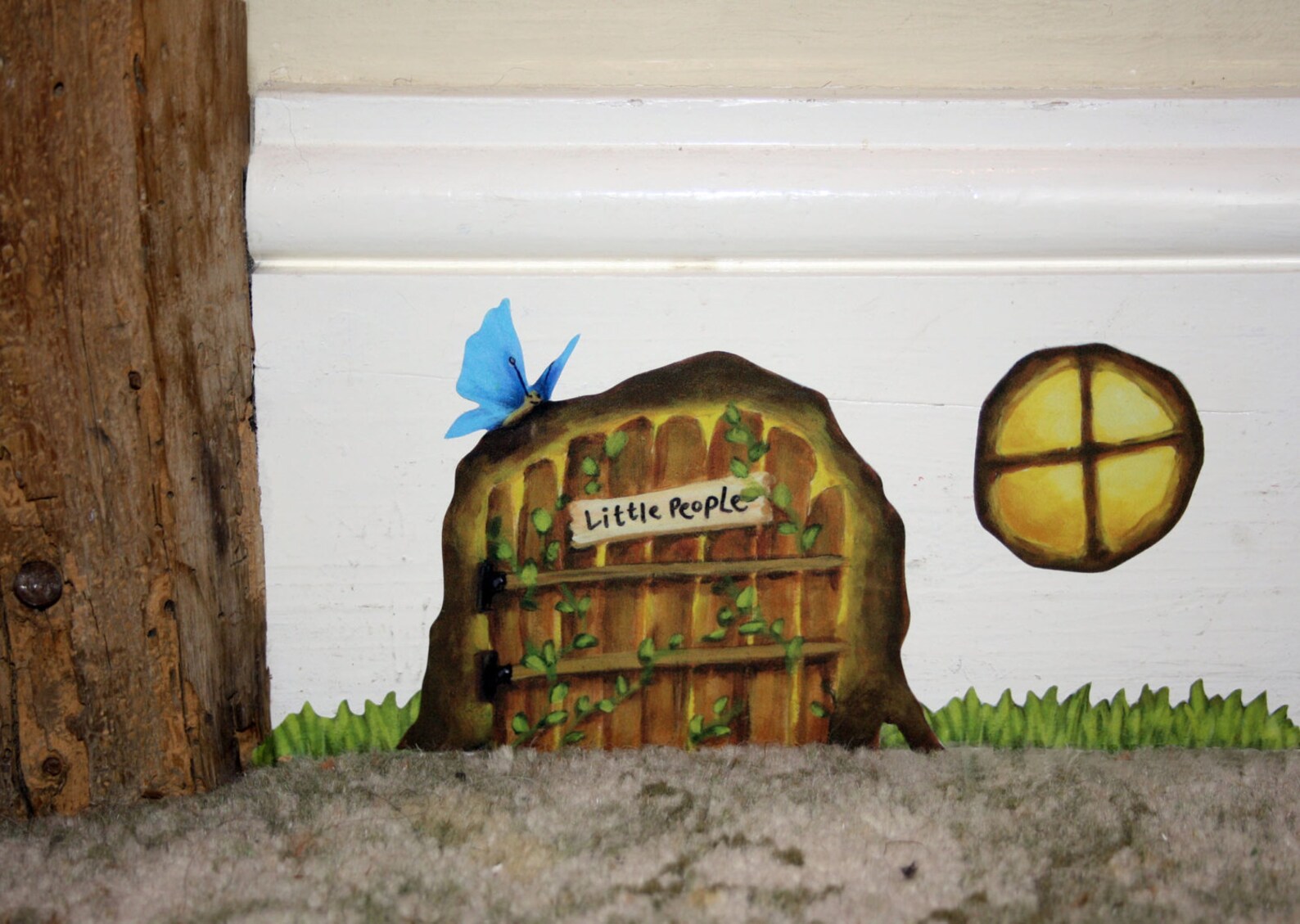 Rustic Fairy/ Pixie Door With Window and Grass Stickers Decals - Etsy