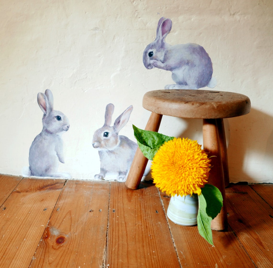 Bunny Rabbit Wall Sticker / Decal Woodland Murals SKU: tb | Etsy