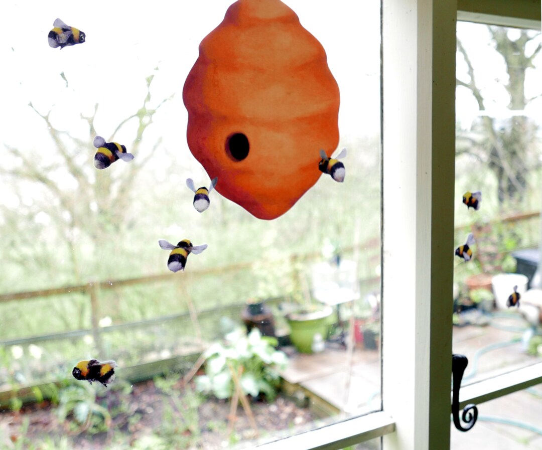Bees and Beehive Wall or Window Stickers | 9 Bee Decals + Hive ...
