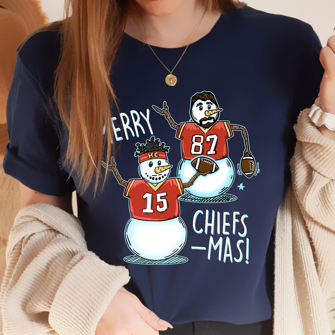 Merry Chiefsmas Snowman Shirt, Travis Kelce Patrick Mahomes Sweatshirt ...
