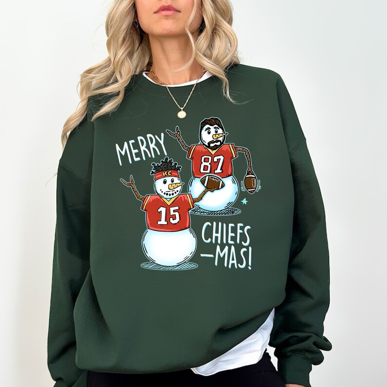 Merry Chiefsmas Snowman Shirt, Travis Kelce Patrick Mahomes Sweatshirt ...