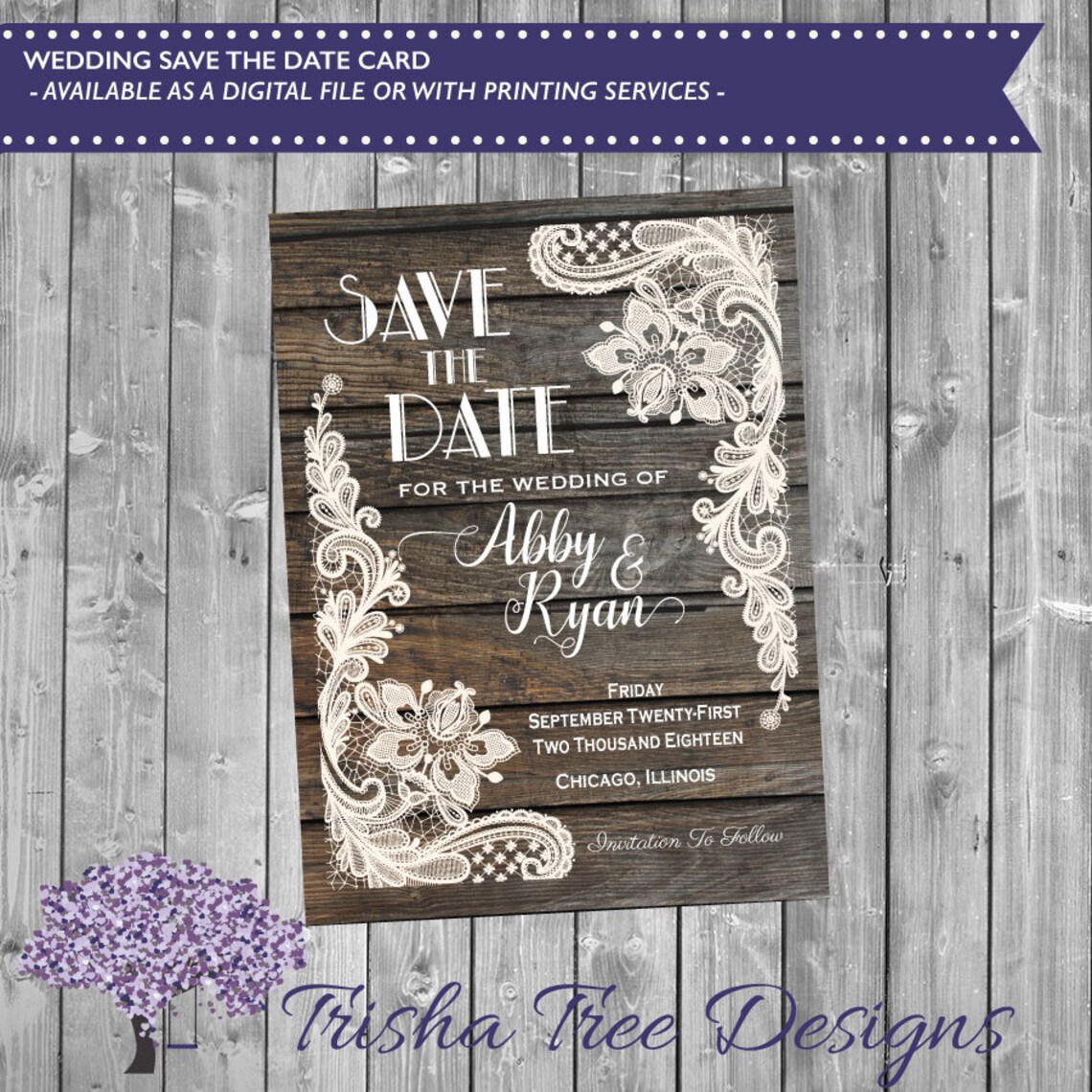 Rustic Save the Date Card Country Wedding Rusti Wedding - Etsy