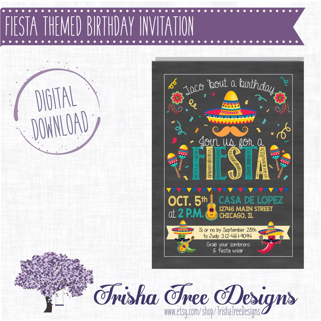Fiesta Invite - Fiesta Birthday Invite - Fiesta Theme B-day Invitation ...