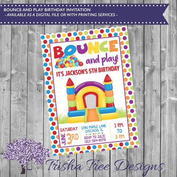 Bounce House Birthday Invitation Bouncing Bday Invite - Etsy
