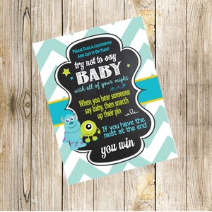 Monsters Baby Shower Game Package - Monster - - Bingo - Word Scramble ...