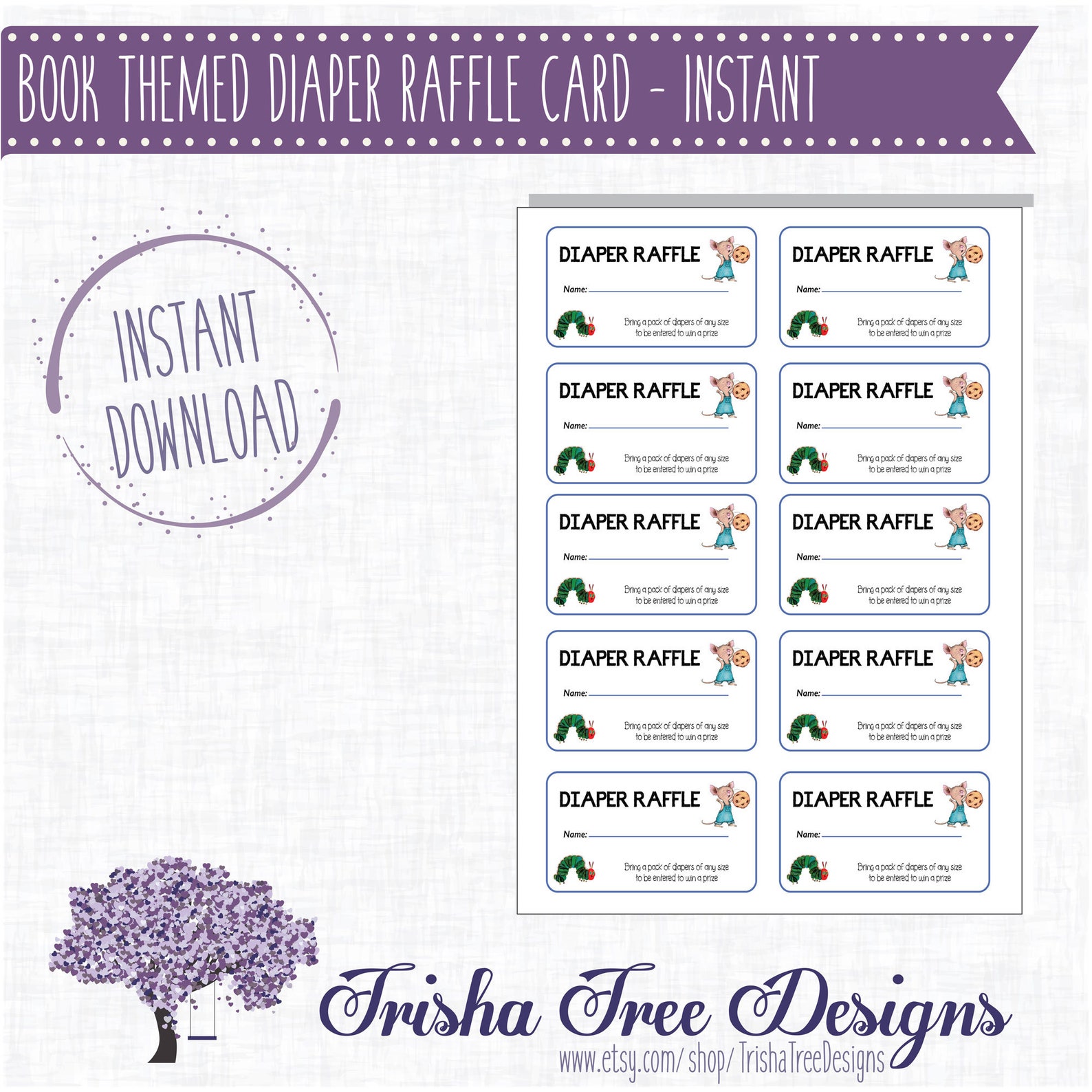 Diaper Raffle Card Book Baby Shower Book Theme Bring a | Etsy