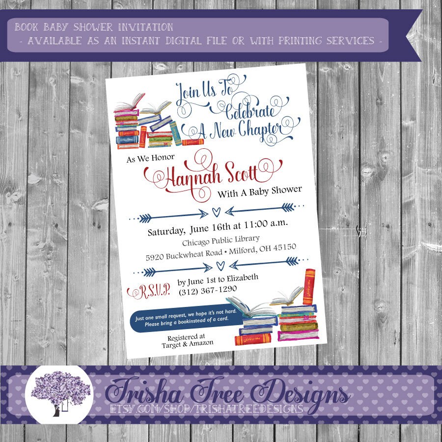 Book Themed Baby Shower Invitation Book Shower Invite Baby | Etsy