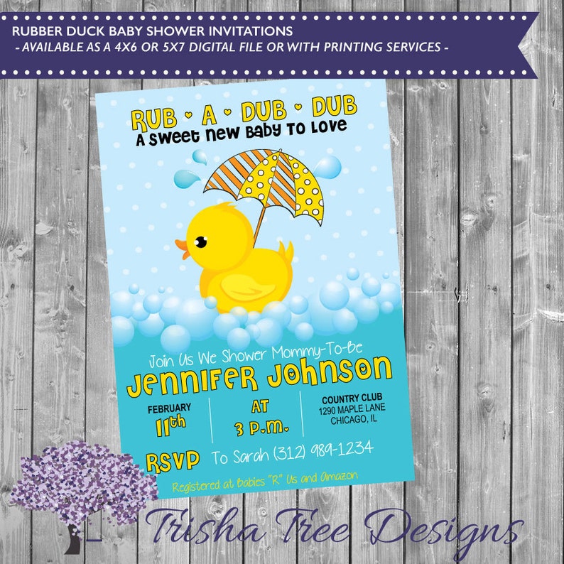 Rubber Duck Baby Shower Invitation - Duck Shower Invite - Duckie Shower ...