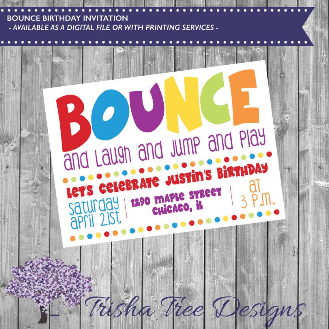 Bounce Birthday Invitation Bouncing Bday Invite Birthday | Etsy
