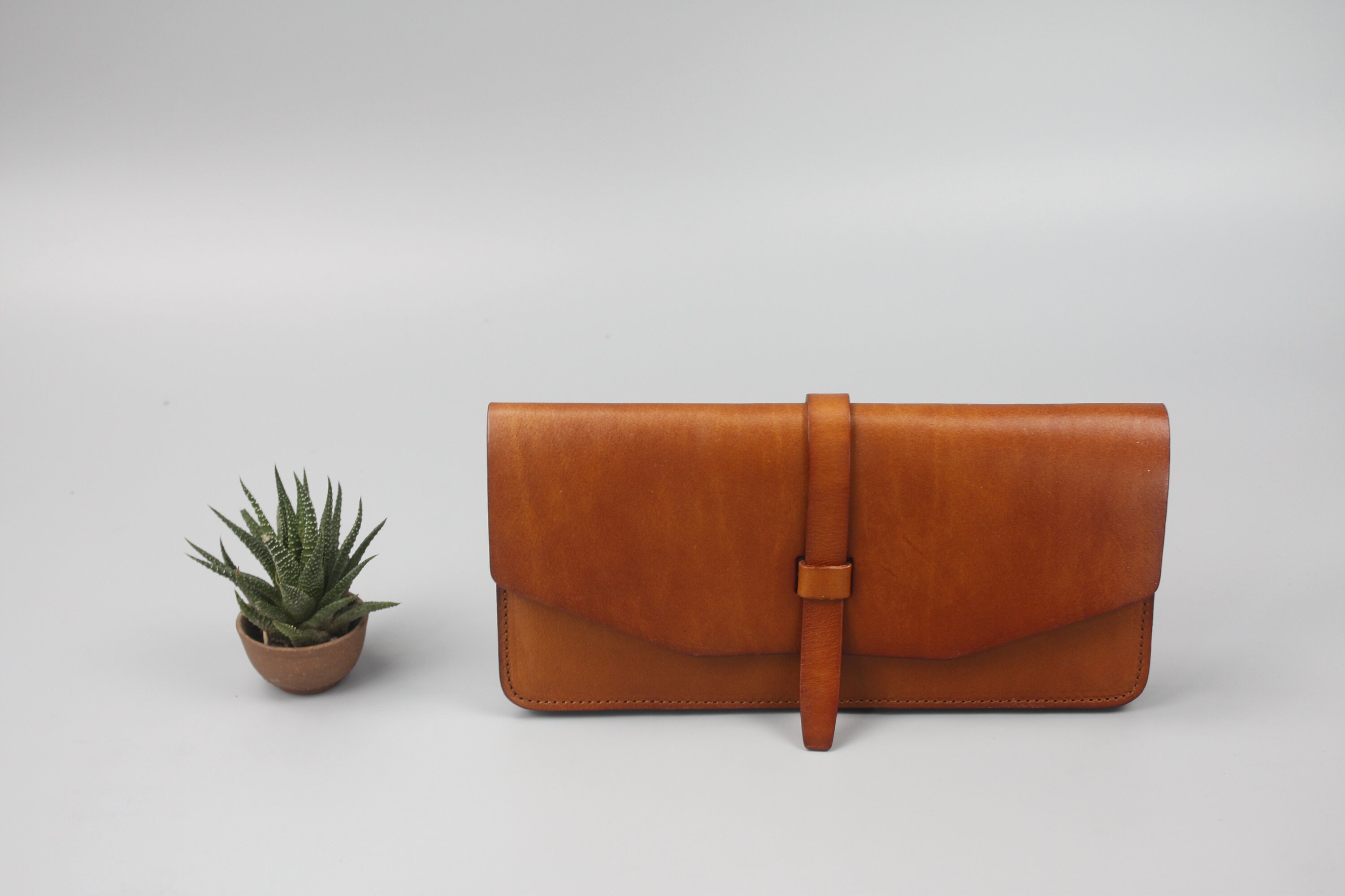 Vegetable Tanned Leather Clutch - Tan - Etsy
