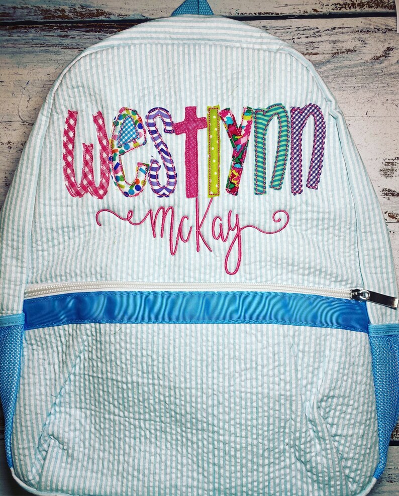 Monogram Applique School Backpack Personalized Bookbag - Etsy