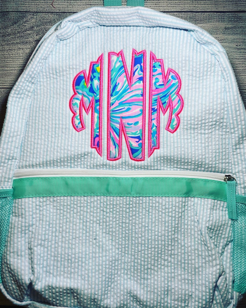 Scalloped Monogram Applique School Backpack, Personalized Bookbag ...