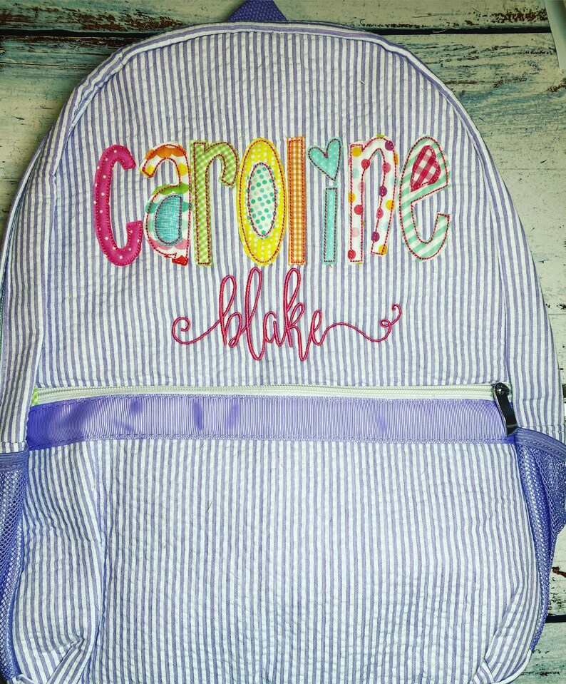 Monogram Applique School Backpack Personalized Bookbag - Etsy