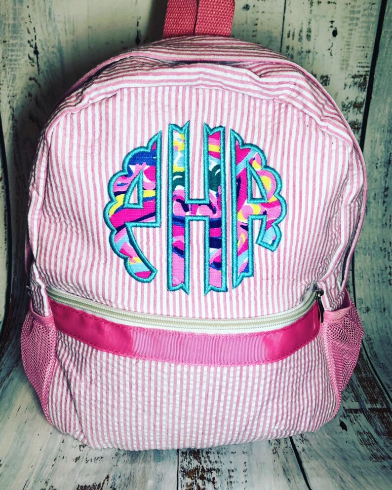 Monogram Applique School Backpack Personalized Bookbag - Etsy
