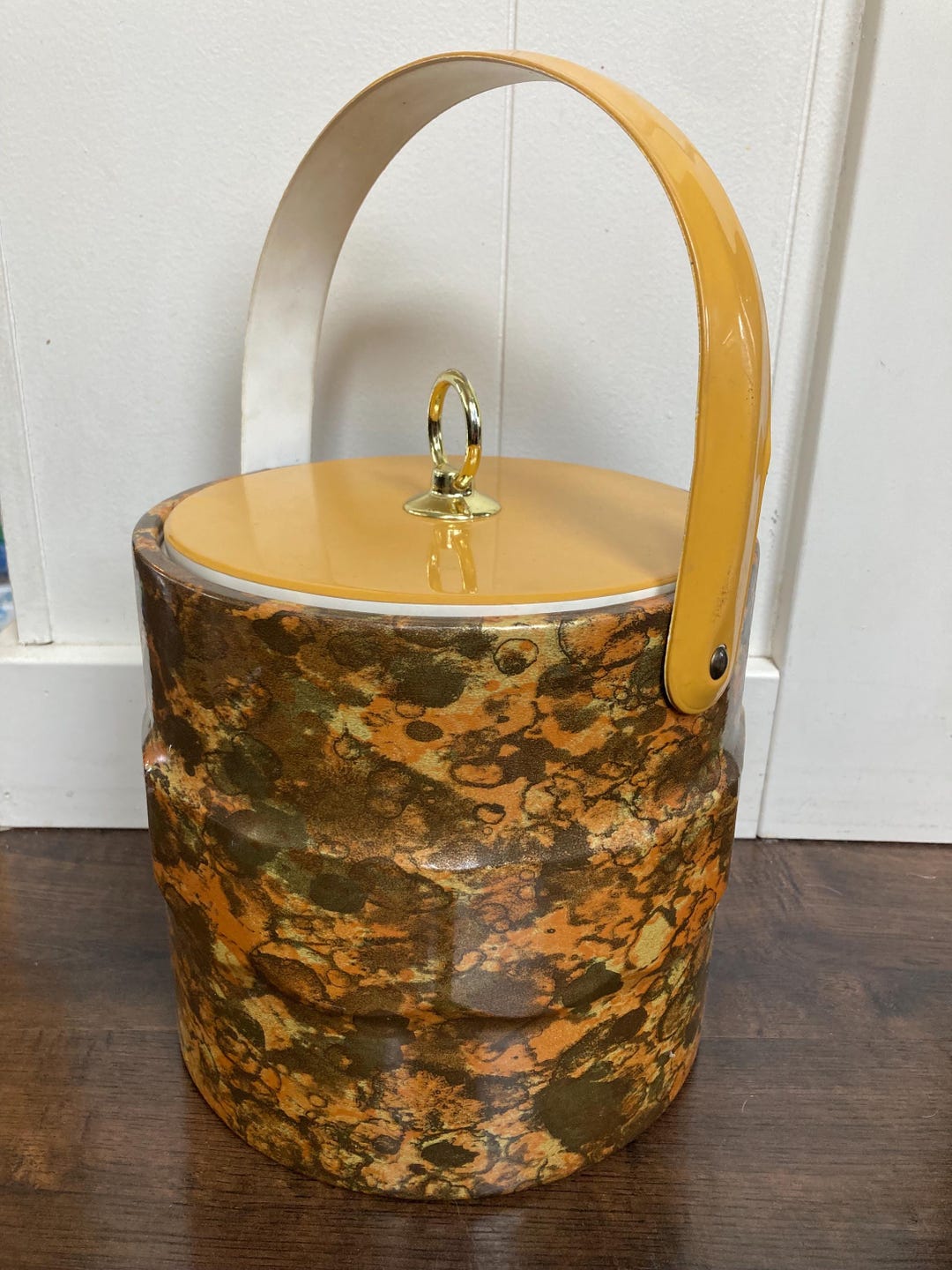 Vintage Orange Brown Ice Bucket - Etsy