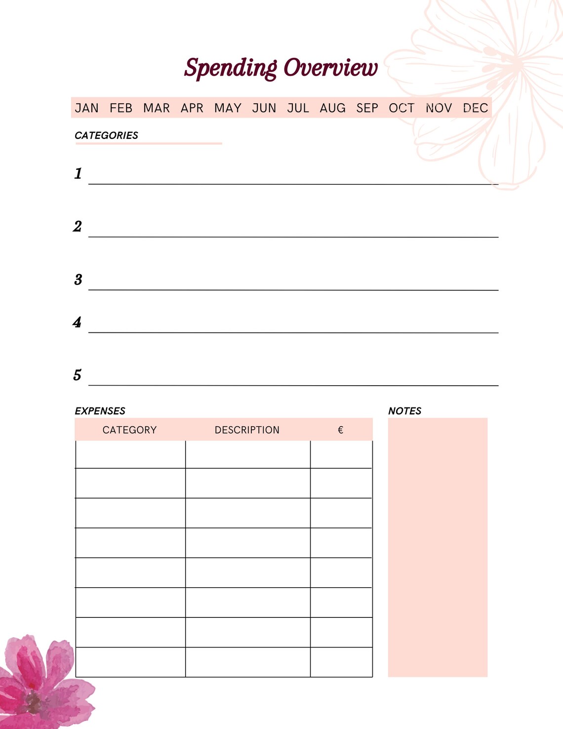 Printable Monthly Budget Planner PDF - Etsy