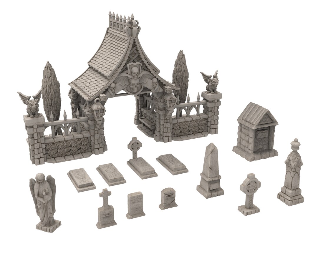 Medieval Town Scenery Building - Lychgate Graveyard - PLA for Oldworld ...