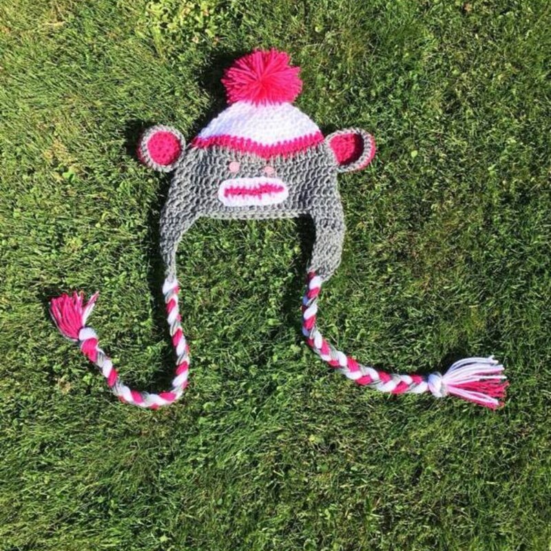Grey Sock Monkey Hat - Etsy
