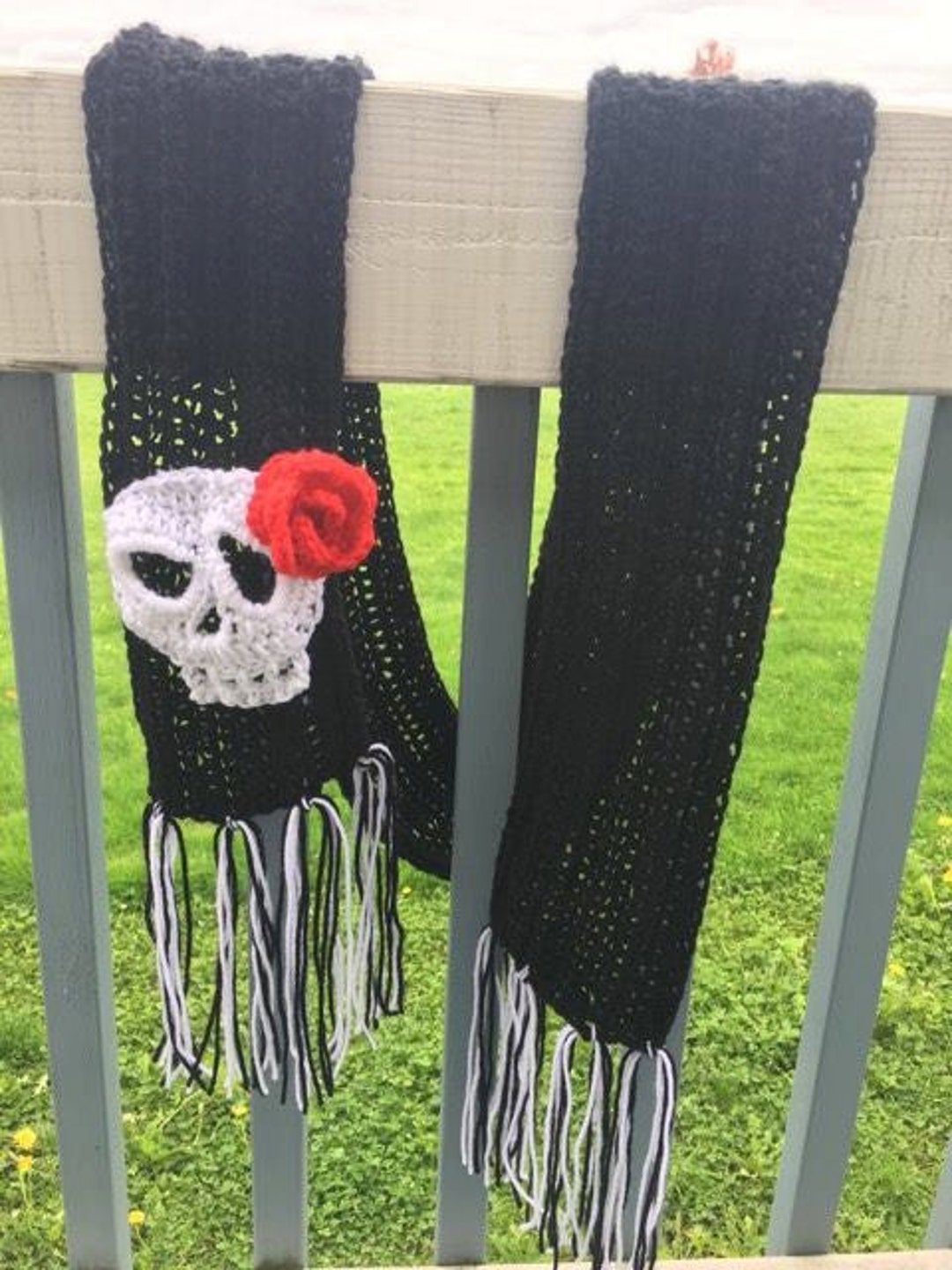 Crochet Skull Scarf | Acrylic Halloween Costume - Etsy