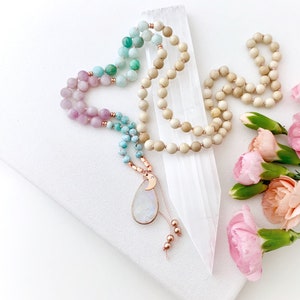 Metamorphosis Moon Mala With Larimar Kunzite Amazonite Riverstone and ...