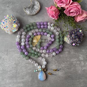 Eternal Bond Mala Necklace With Amethyst Rose Quartz Green Aventurine ...