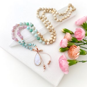 Metamorphosis Moon Mala With Larimar Kunzite Amazonite Riverstone and ...
