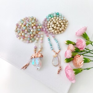 Metamorphosis Moon Mala With Larimar Kunzite Amazonite Riverstone and ...