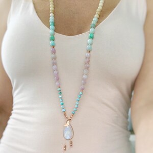 Metamorphosis Moon Mala With Larimar Kunzite Amazonite Riverstone and ...