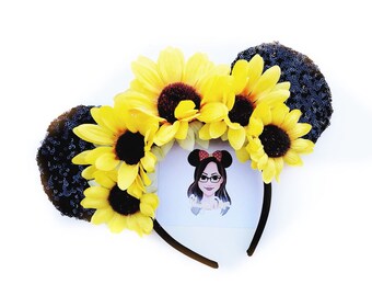 Simply Sunny Sunflower Flower Crown Mickey Ears Sunflower - Etsy