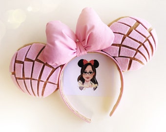 Light Pink Glitter Concha With Sequins Bow Minnie Mouse Ears - Etsy