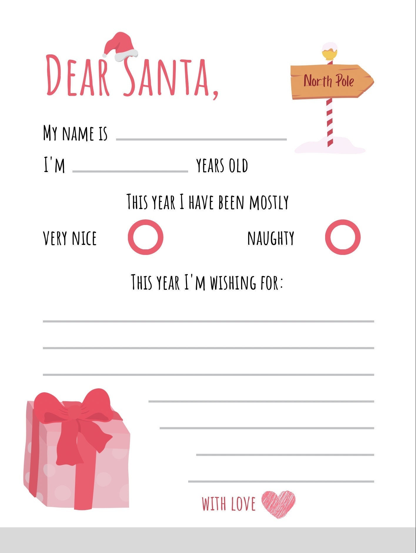 Christmas Wish List for Girl | Digital Download - Etsy