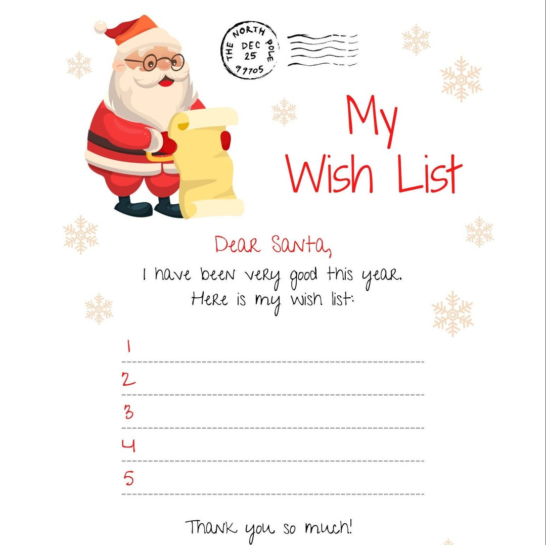 Cute Christmas Wishlist for Kids | Digital Download - Etsy