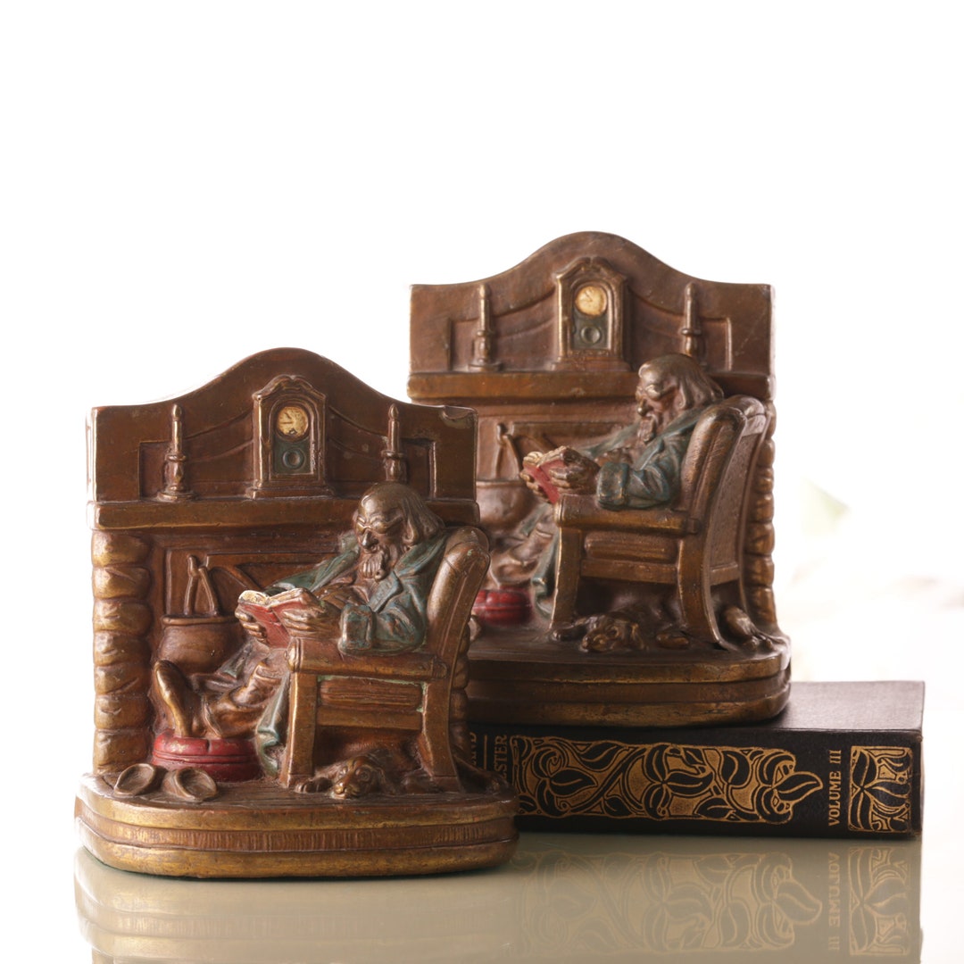 Antique Armor Bronze Bookends: Fireside Comfort, G.S. Allen - Etsy