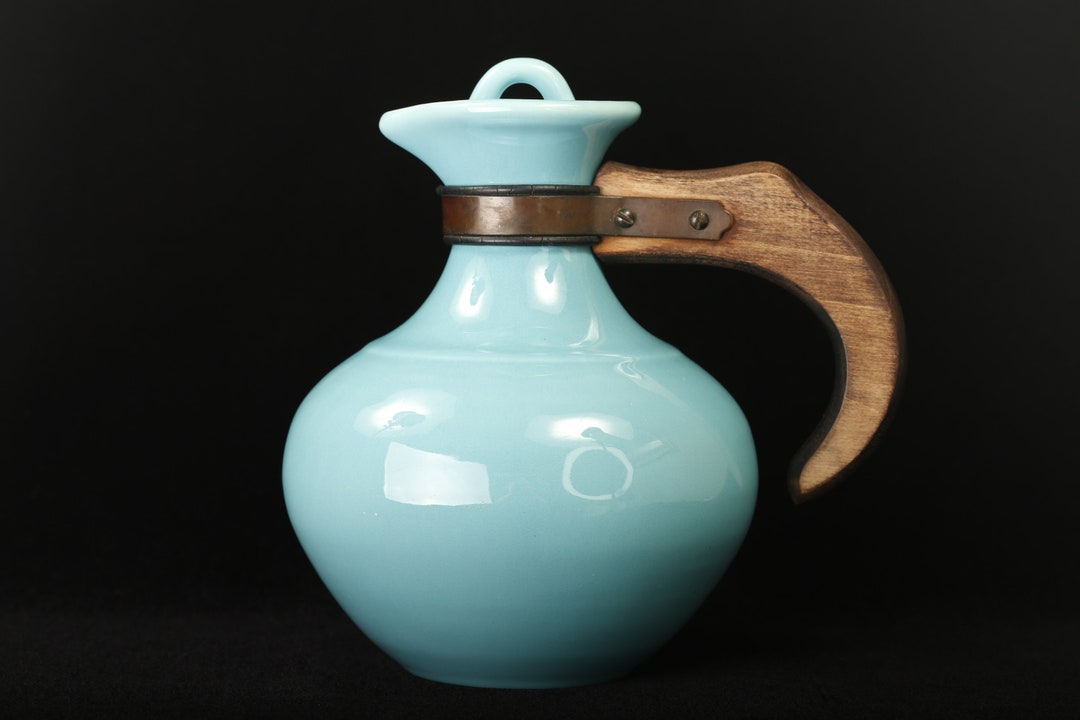 Vintage Gladding Mcbean Pottery Carafe in Turquoise Blue - Etsy