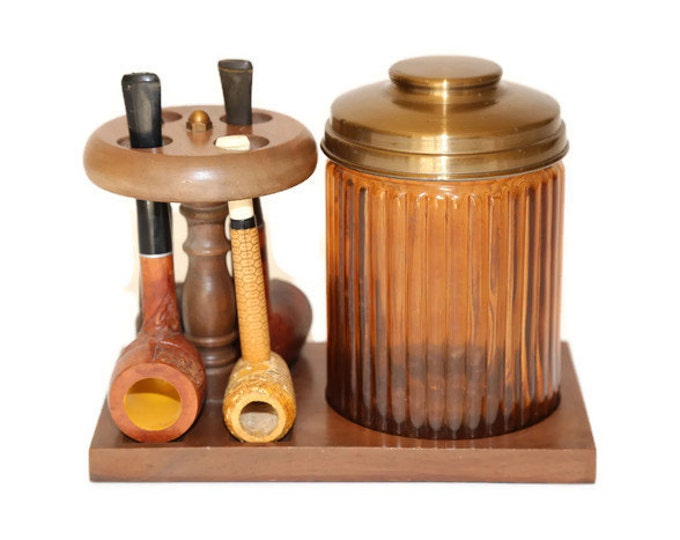 Dun-rite Tobacco Jar & Pipe Set, Dun-rite Pipe Rack and Jar, Humidor ...
