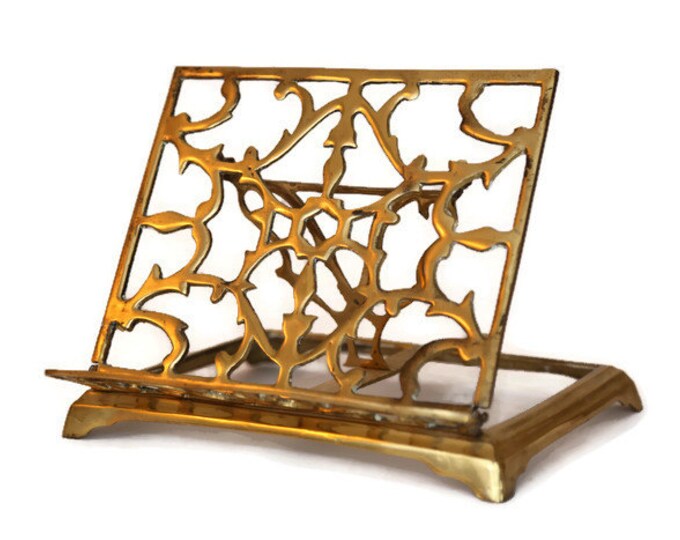 Brass Book Stand, Brass Bookstand, Brass Cookbook Stand, Cookbook Stand ...