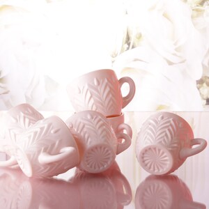 6 Vintage Shell Pink Milk Glass Punch Cups by Jeanette Glass, Pink ...