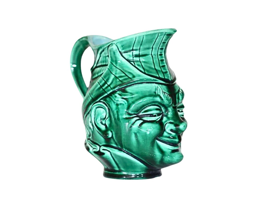 Antique Green Majolica Toby Jug by Sarreguemines, Tuck Character Mug ...