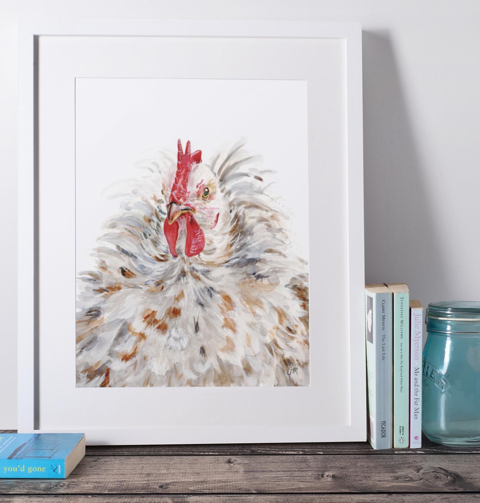Calico Cochin Frizzle Rooster Watercolor Painting | Printable Wall Art ...