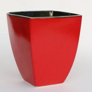 Eighties Square Plant Pot Cover Red Indoors Planter West German Pottery ...