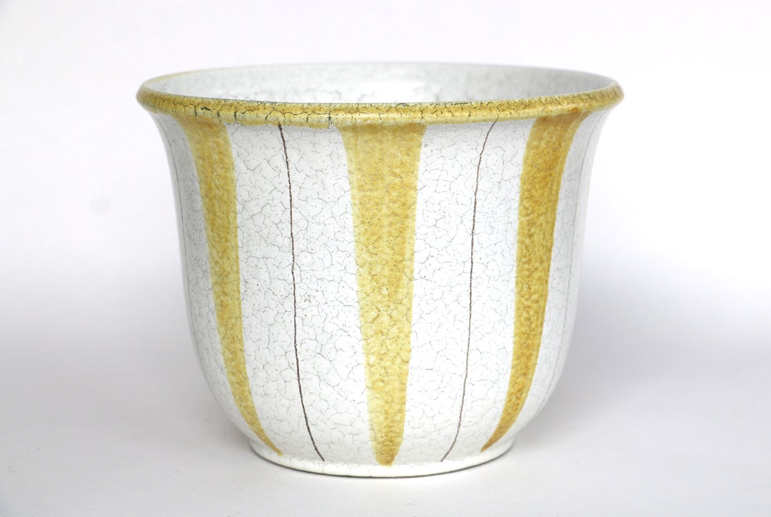 Vintage West German Pottery Planter: Pale Yellow Ceramic Mid Century ...