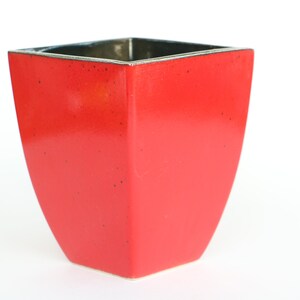 Eighties Square Plant Pot Cover Red Indoors Planter West German Pottery ...