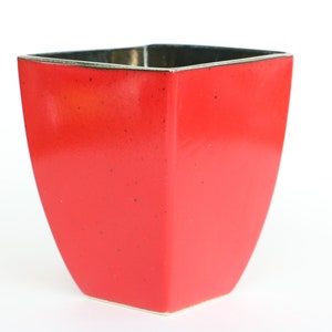 Eighties Square Plant Pot Cover Red Indoors Planter West German Pottery ...