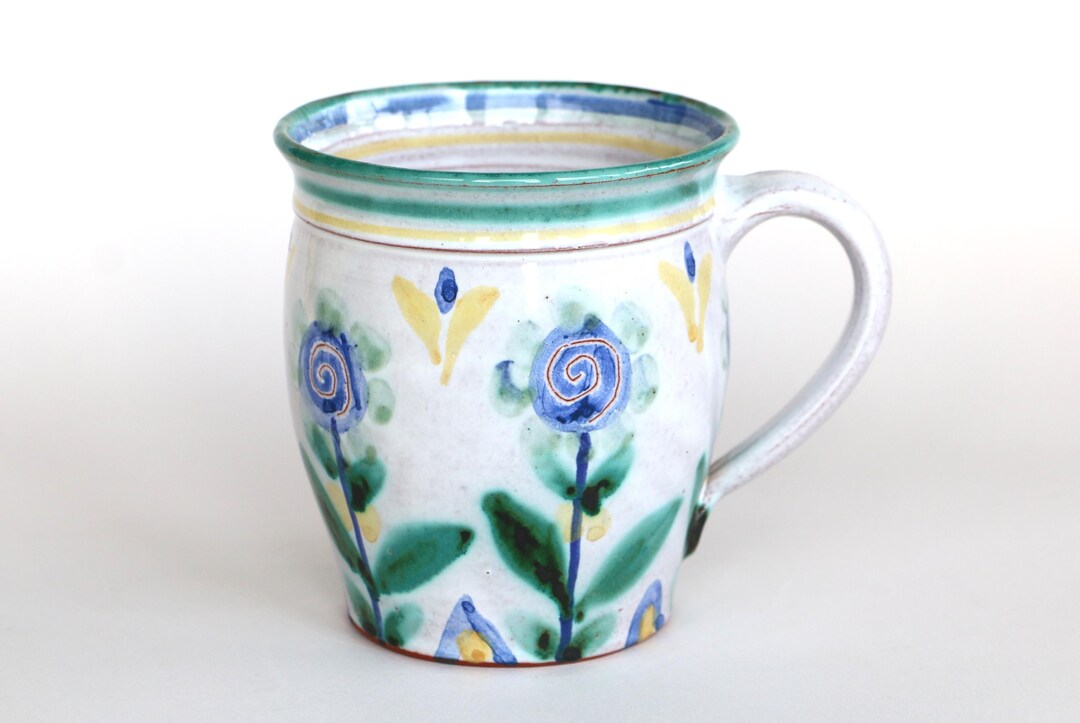 Liselotte Bisang Large Mug Handmade Art Pottery Sixties Flower Power ...