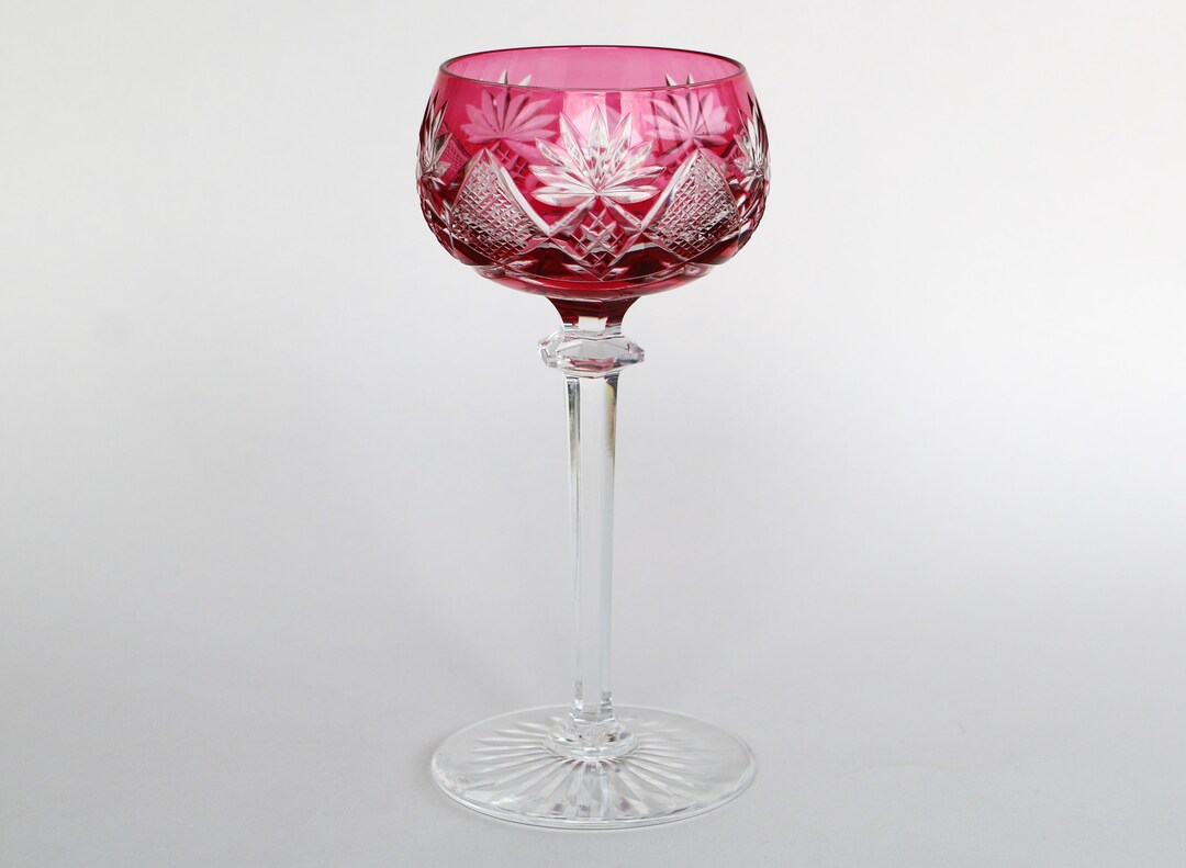 Val St Lambert Overlay Crystal Wine Glass Cut to Clear - Etsy