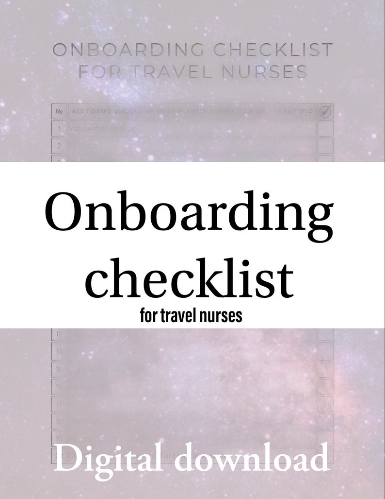 Onboarding Printable Downloadable Checklist for Travel Nurses RN ...